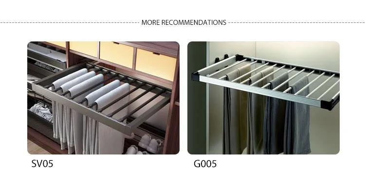 Modern Sliding Soft Closing Adjustable Pull Out Trousers Rack