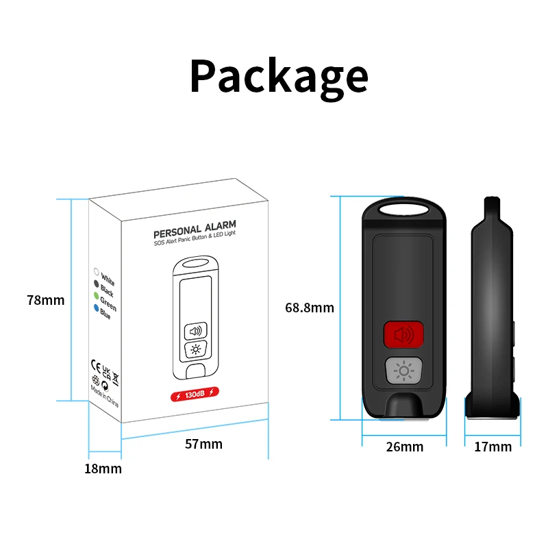 Personal Panic Alarm Security Rechargeable Safety Alarms Protection ...