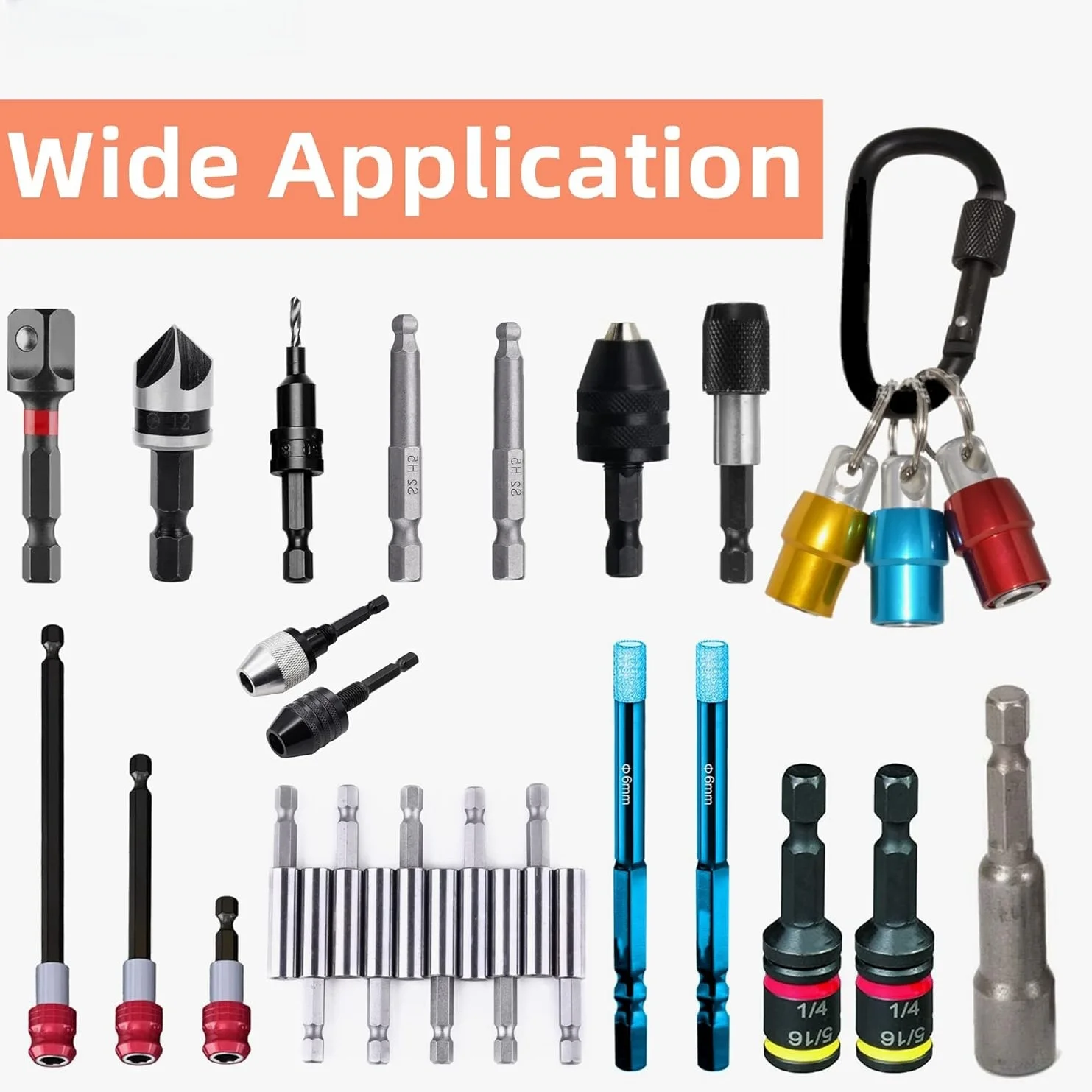 1/4 Inch Bit Holder Keychain,Hex Shank Screwdriver Drill Bit Holder Key ...