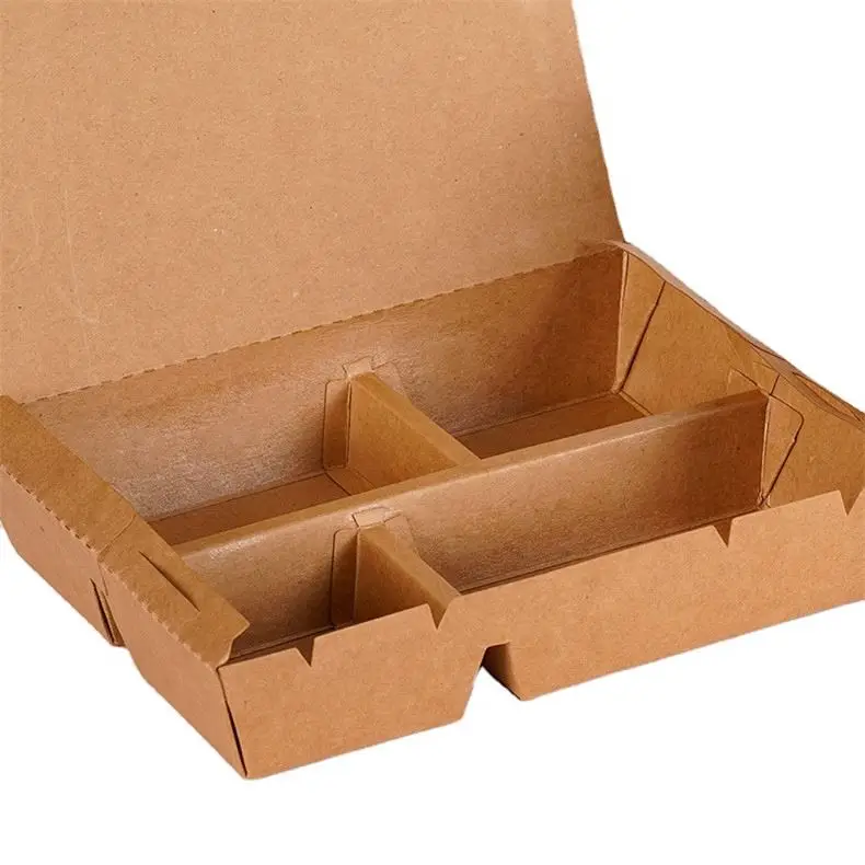 High Quality Leak Proof Lunch Box 3 Compartment Kraft Paper Takeaway ...