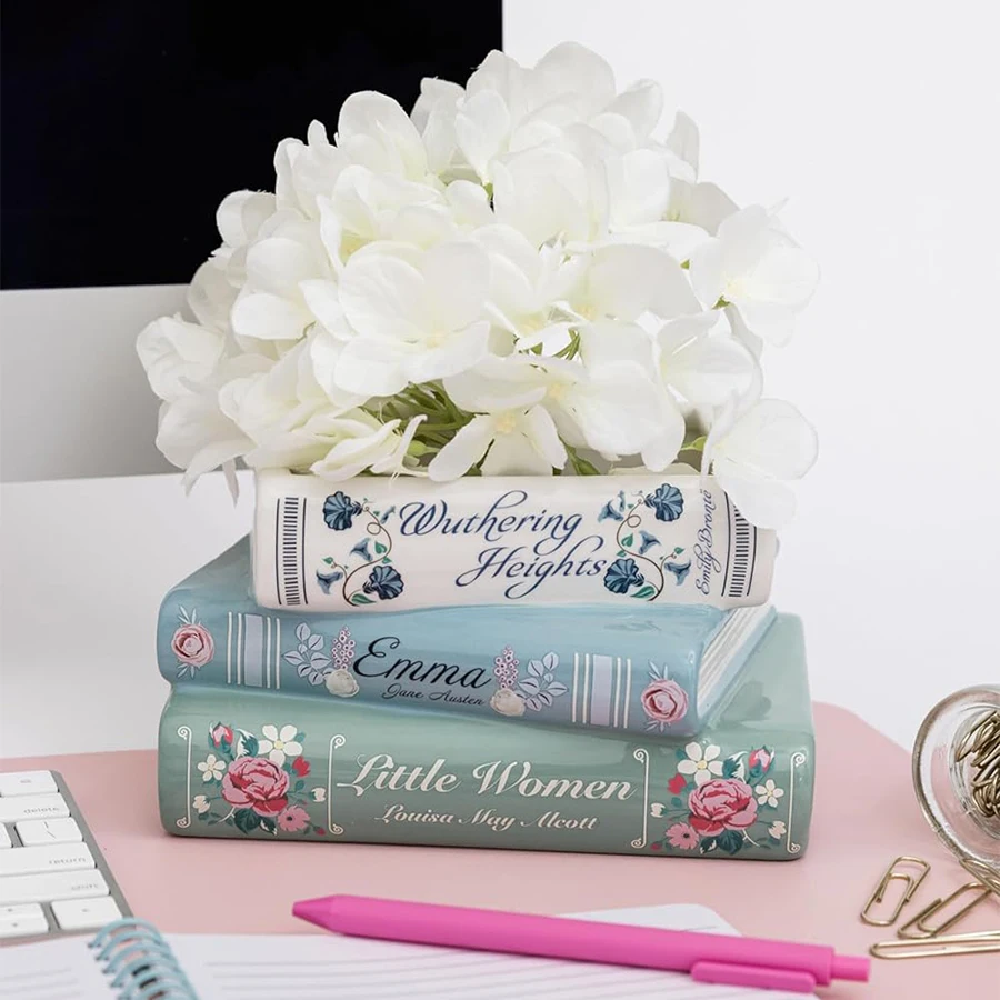 Ins Nordic Cute Ceramic Stack Book Shaped Decorative Succulent Planter ...