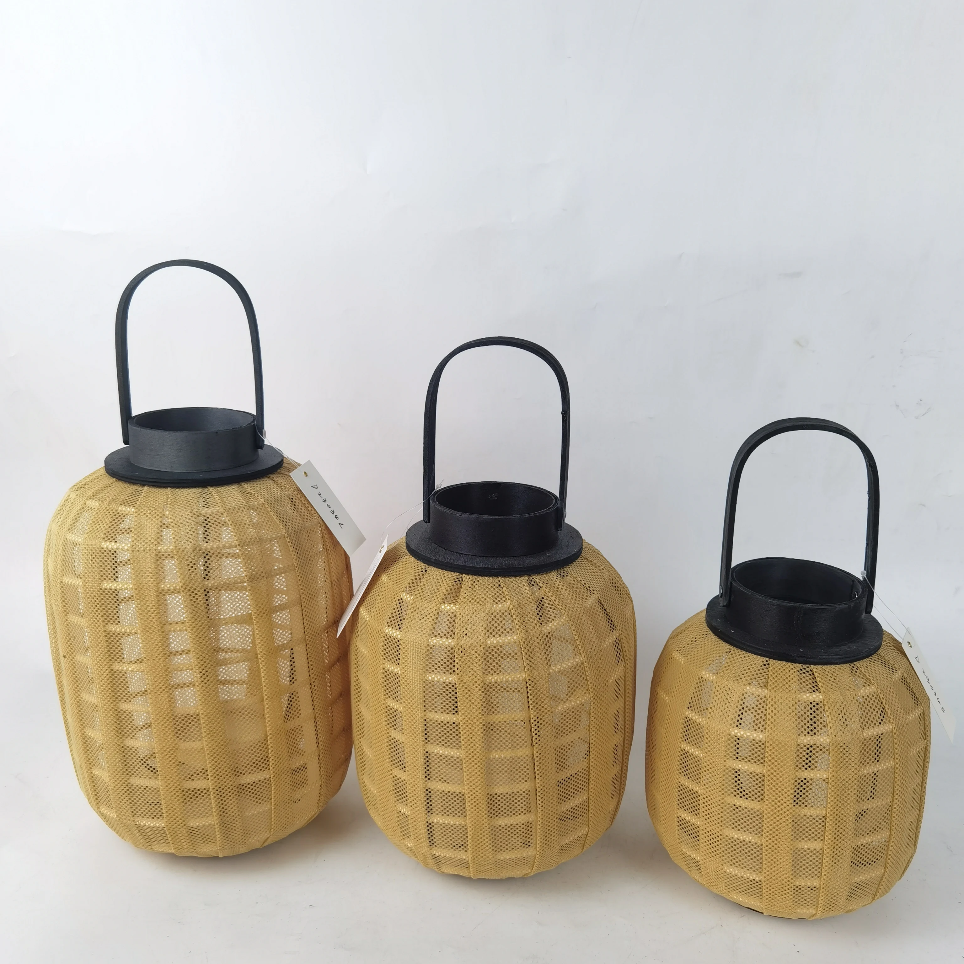 Rattan And Wood Chip Woven Handmade Candle Holders Lanterns And Candle ...