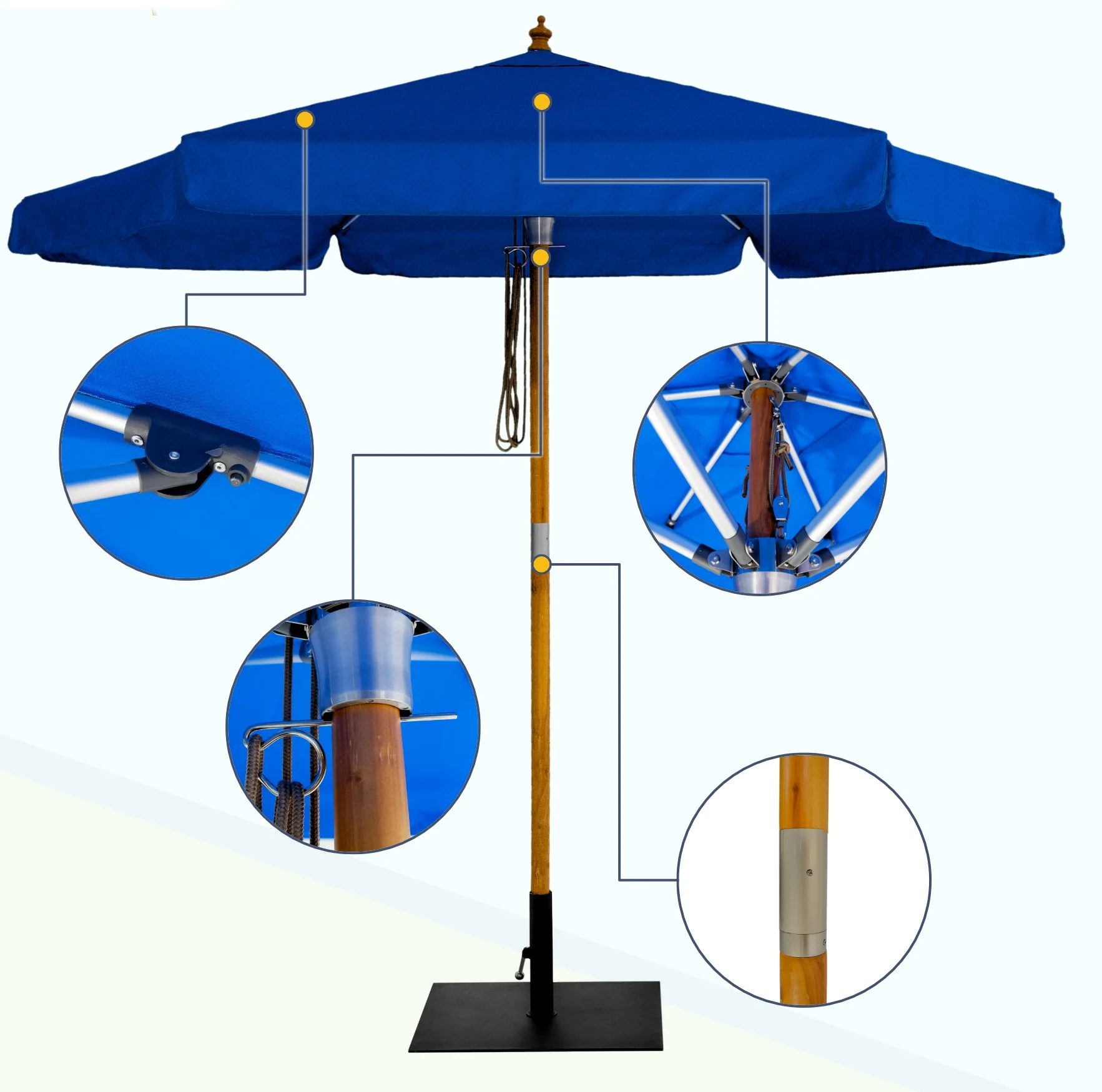 7 Feet Hexagonal Outdoor Parasol Patio Umbrella Hotel Restaurant Coffee ...