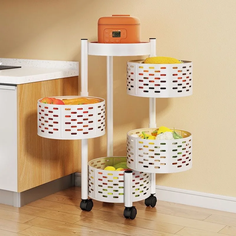 5 Tier Metal Trolley Utility Rolling Carts for Bathroom Kitchen Push ...
