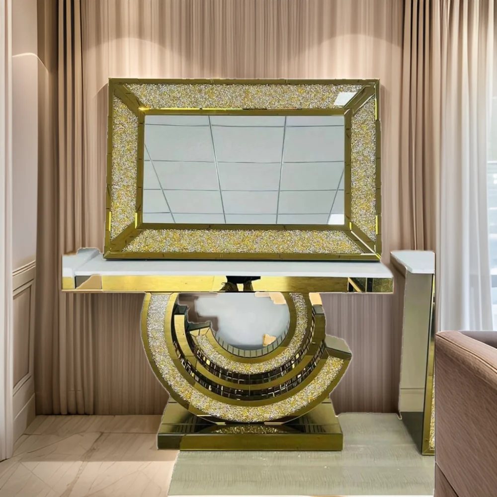 Foshan Factory Wholesale Console Table Crushed Crystal Diamond Console ...