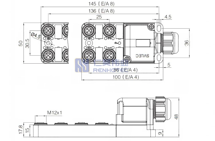 M12 M8 Can Bus Junction Box - Efficient 3 Pin Distribution