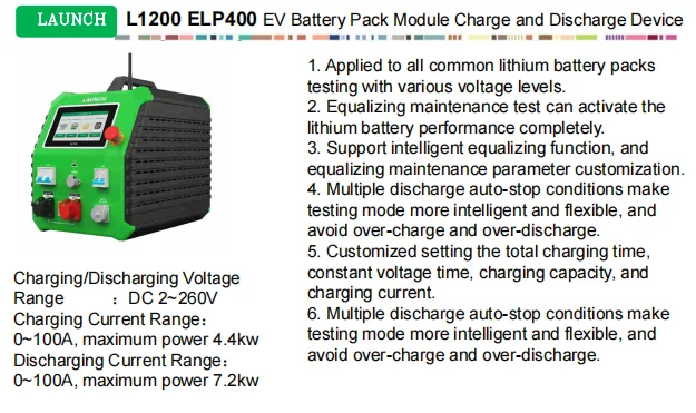 Launch Elp400 Ev Battery Pack Module Charge And Discharge Device - Buy Launch Elp400 Ev Battery ...
