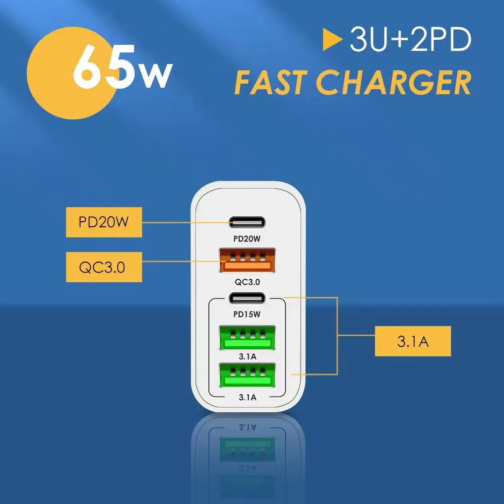 65W PD Fast Charger - Efficient Charging for Iphone & Macbook