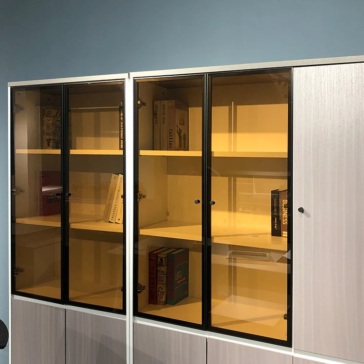 Modern Office File Cabinets Glass Door High Grade Wooden Bookshelf ...
