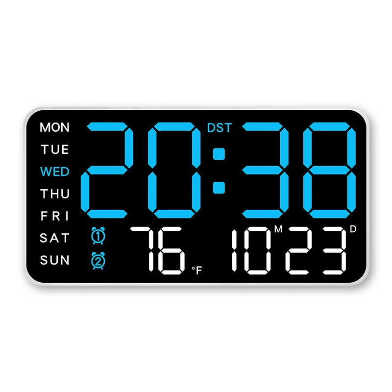Modern Luminous Numeral Multifunctional Frameless Plastic Clock Week ...