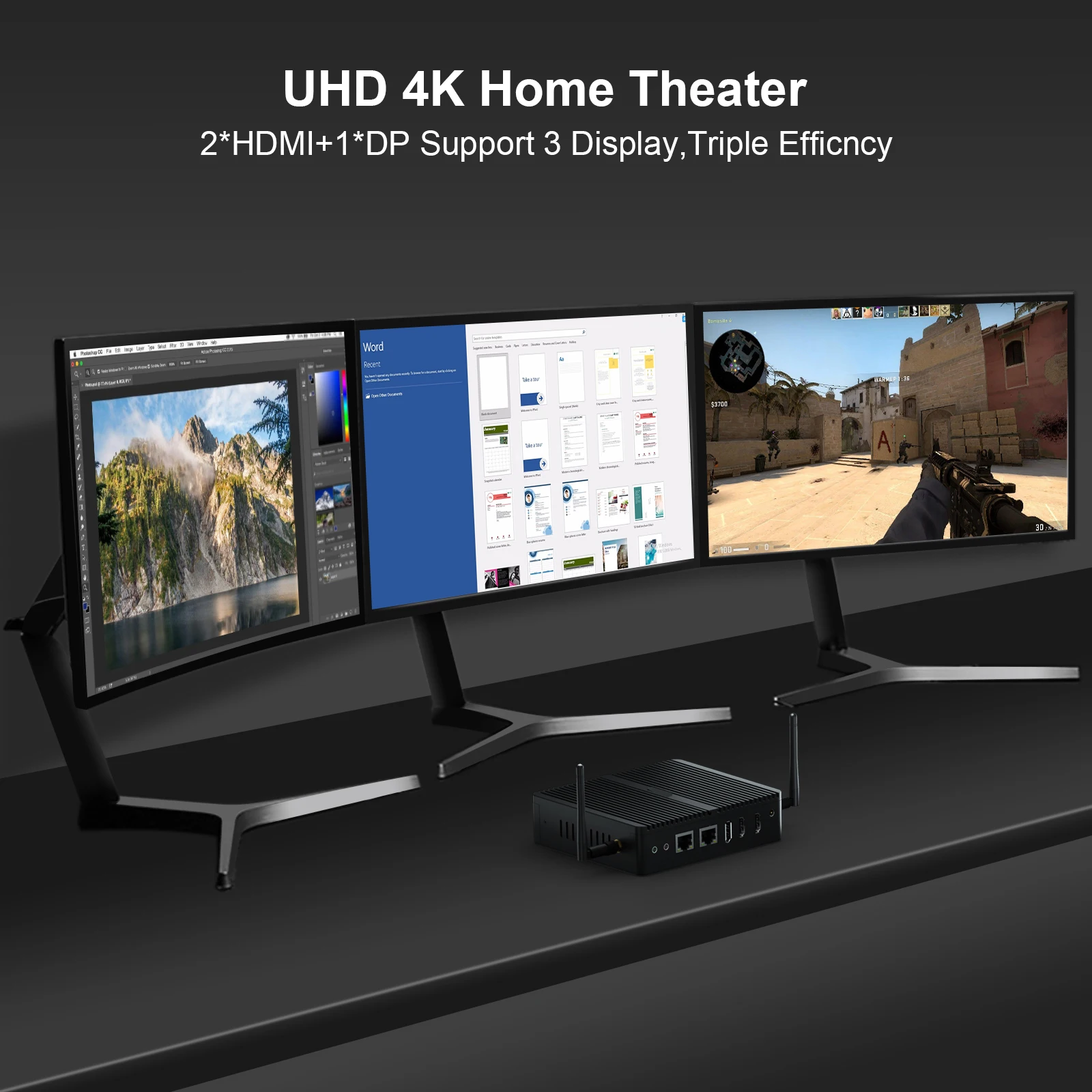 Super March New Design Cpus Ddr4 Industrial Mini Pcs Fanless 3display ...