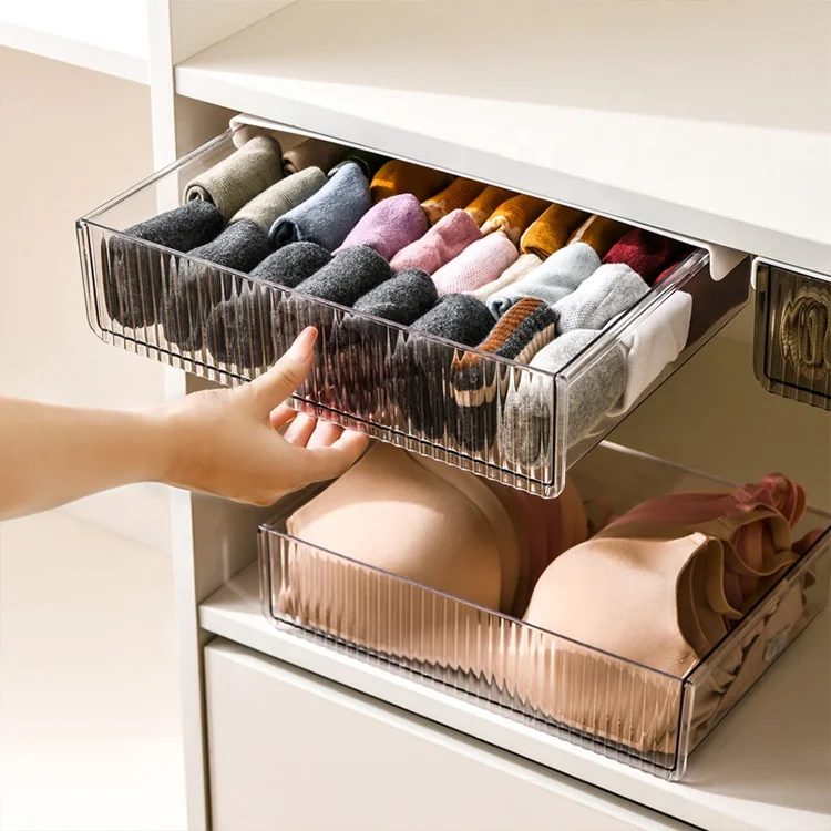 Self-adhesive Under Desk Storage Drawer Plastic Drawer Closet Hanging ...