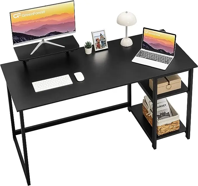 Modern Home Computer Desk With Left And Right Screen Stand And Storage ...