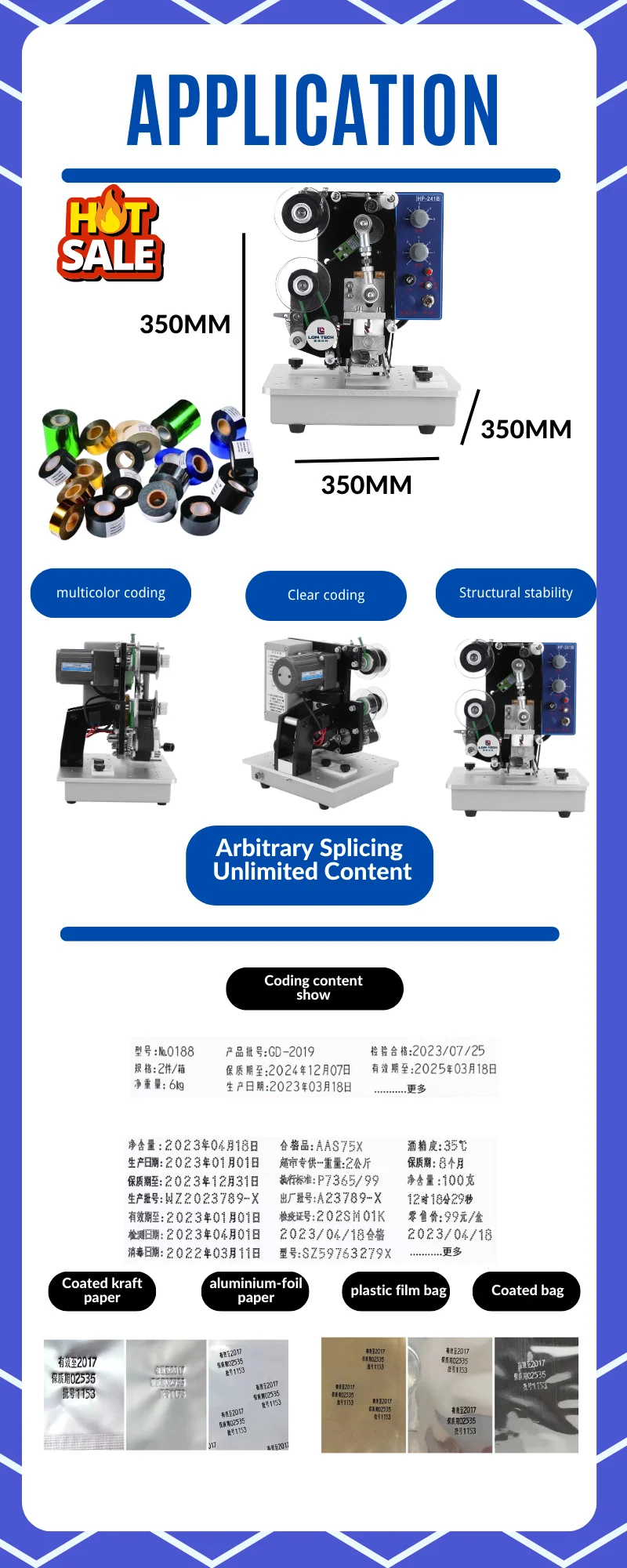 Lom Hot Semi-automatic Color Batch Expiry Date Coding Machine - Buy ...