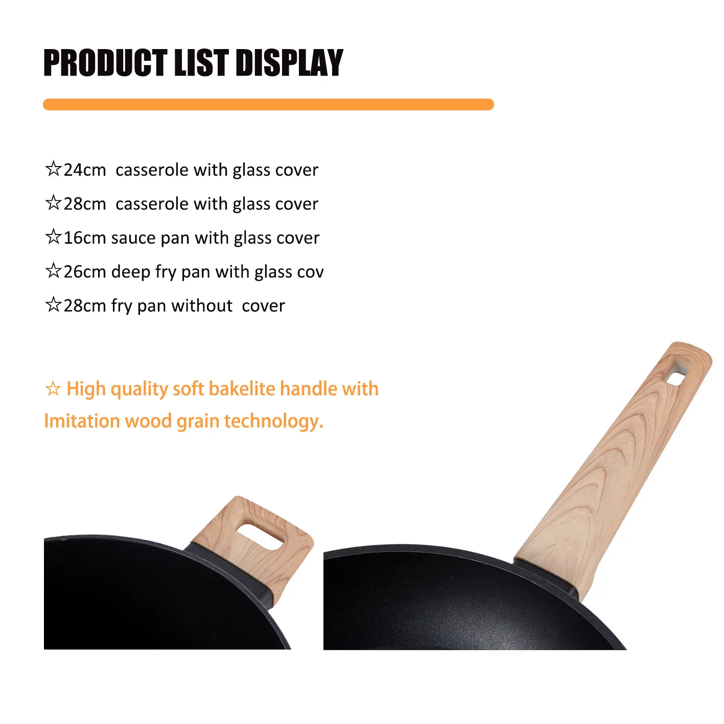 High Quality Kitchenware Non Stick Cookware Set Low Moq Black Pot And ...