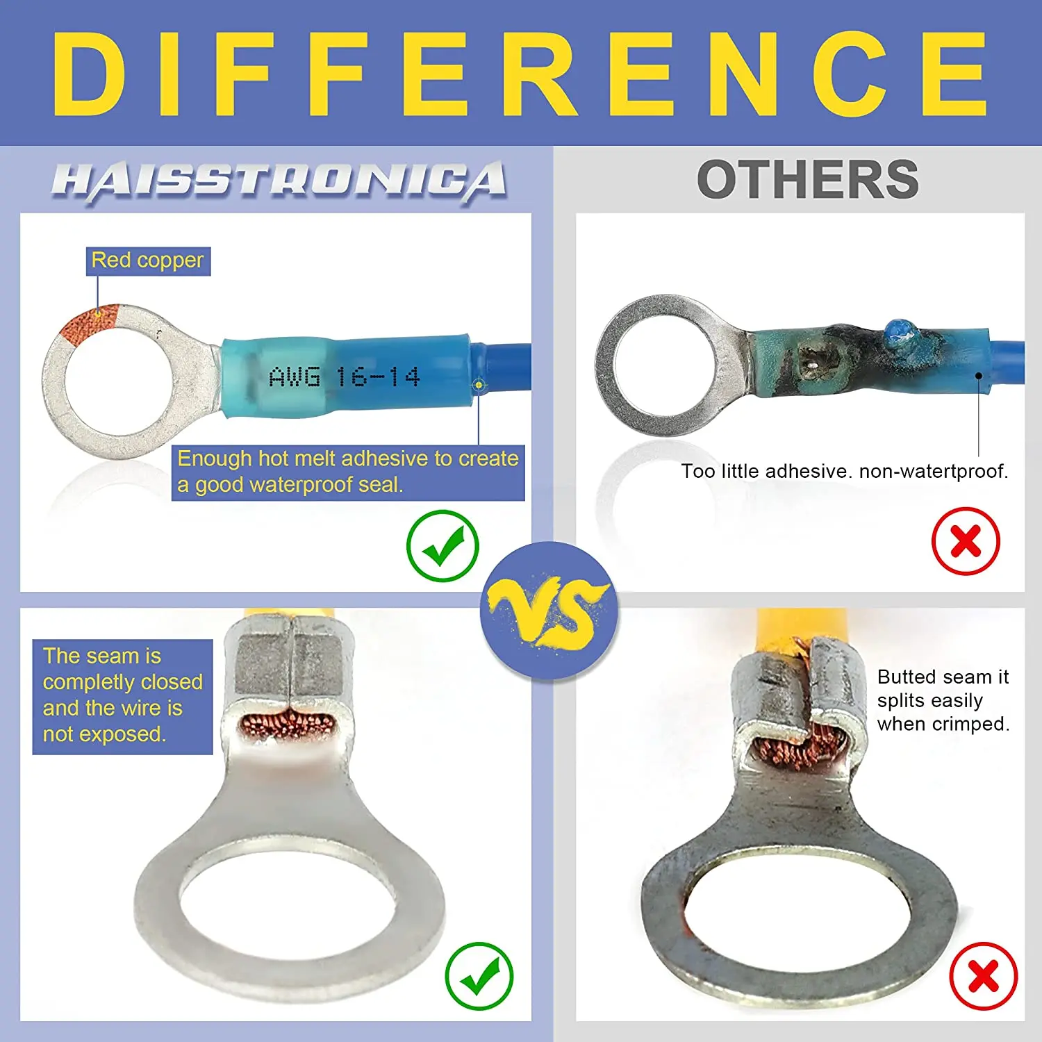 Wire Crimp Terminal Solder Seal Waterproof Heat Shrink Butt Connector ...