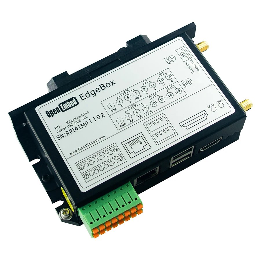 Edgebox-RPI4 IoT Control System Gateway RS485 PLC 4G WIFI Modbus CAN SCADA Module plc pac ...