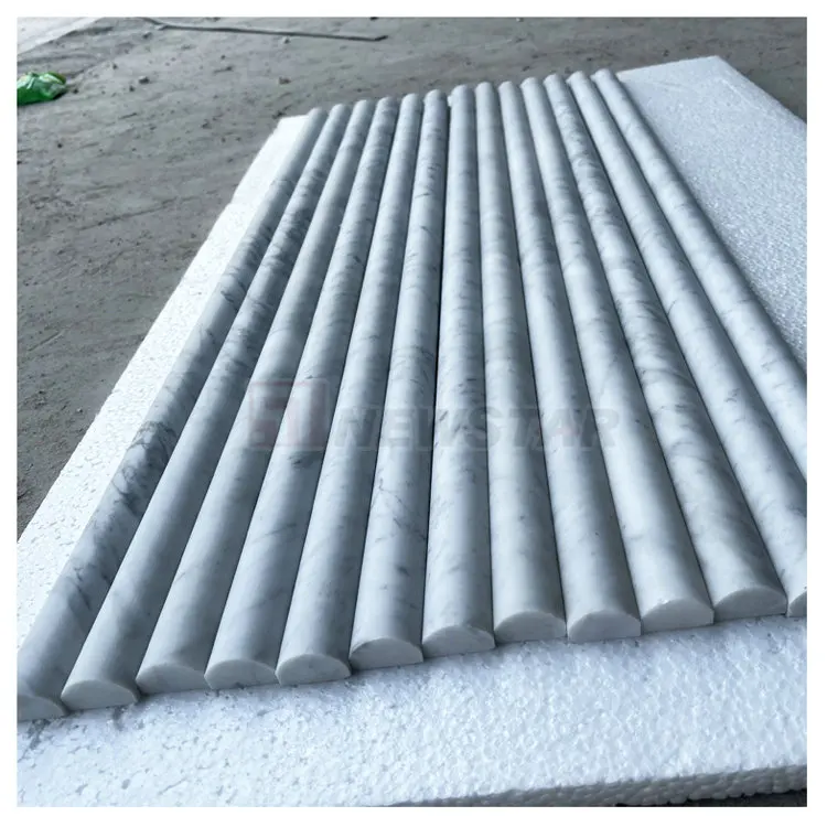 Kitchen Island New Design Ribbed Marble Travertine Cladding