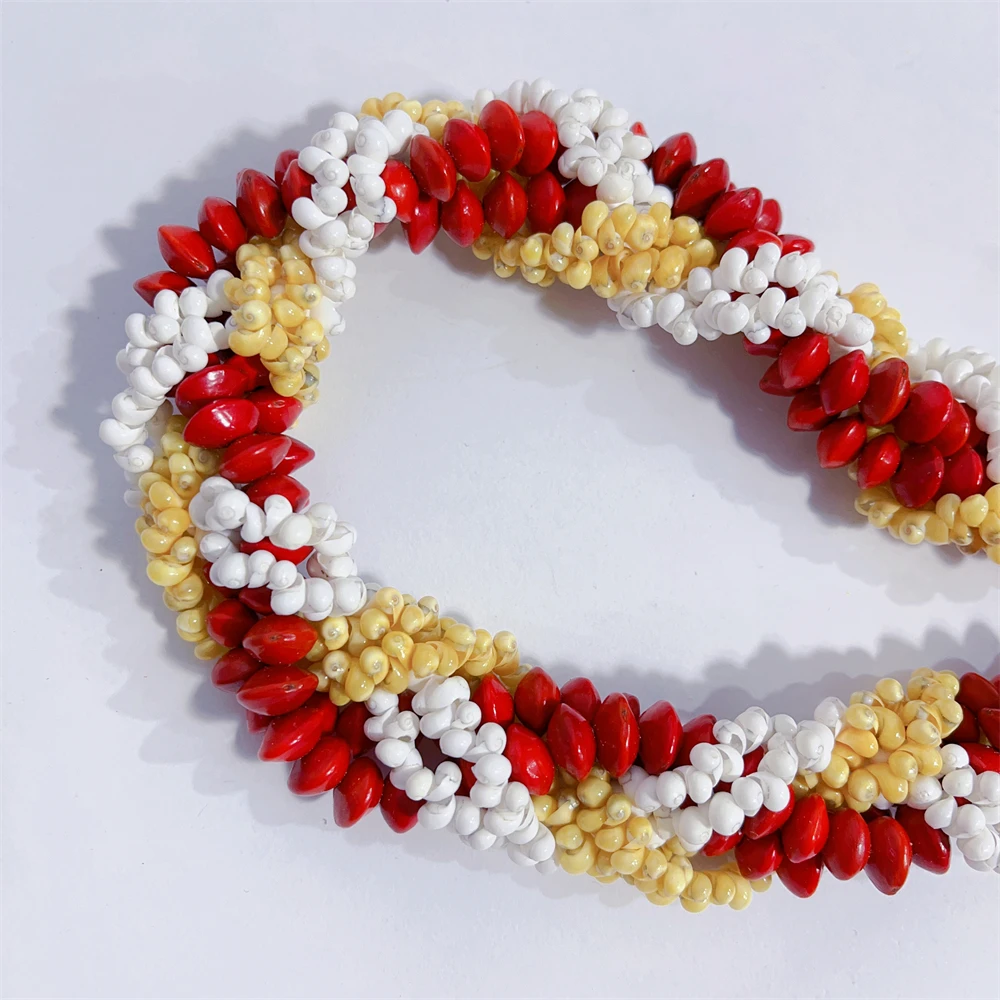 Red Beans Acacia Beans Samoa Lopa Seeds Necklace W Kukui Nuts