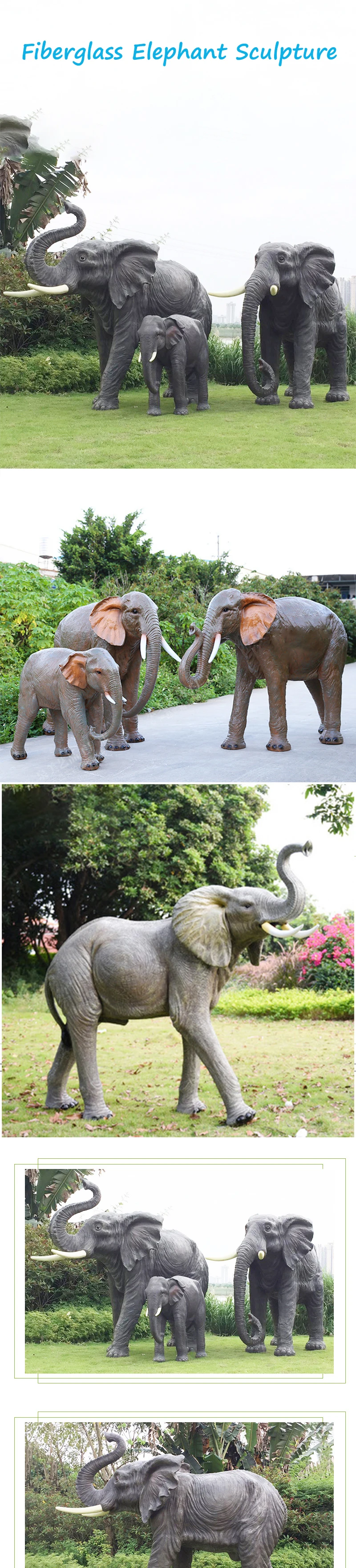 Lifelike Large Pink Elephant Statue - Fiberglass Resin Craft for Safari ...