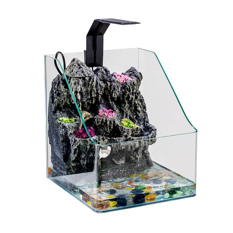 Small Medium-sized Super White Glass Ecological Grass Sitting Room Fish ...