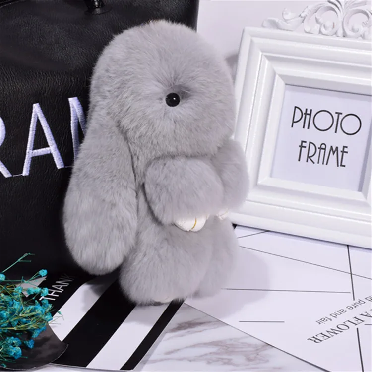 Factory Wholesale Cute Bunny Plush Fur Real Rex Keyring Pendant ...