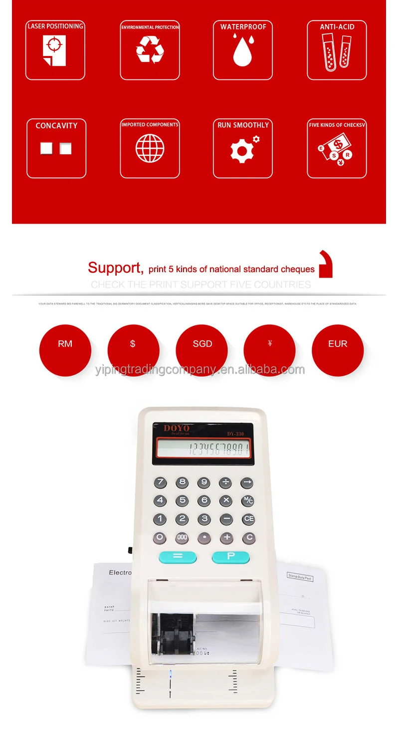 DY330 Electronic Check Writer & Business Check Printer - Customized OEM