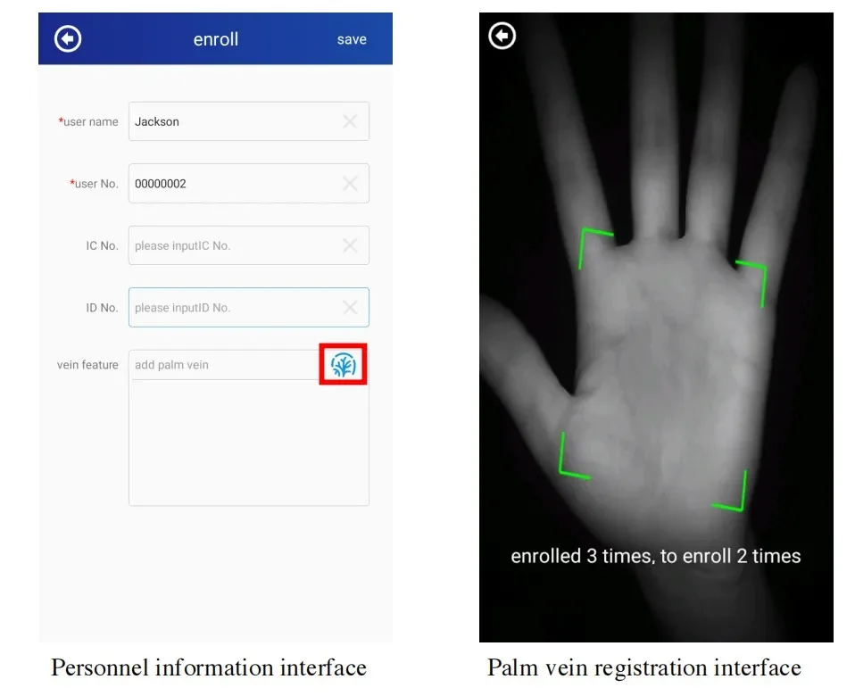 HFSecurity Android Linux Windows OS Free Cloud Palm Palm Vein Scanner Access Control Recognition ...
