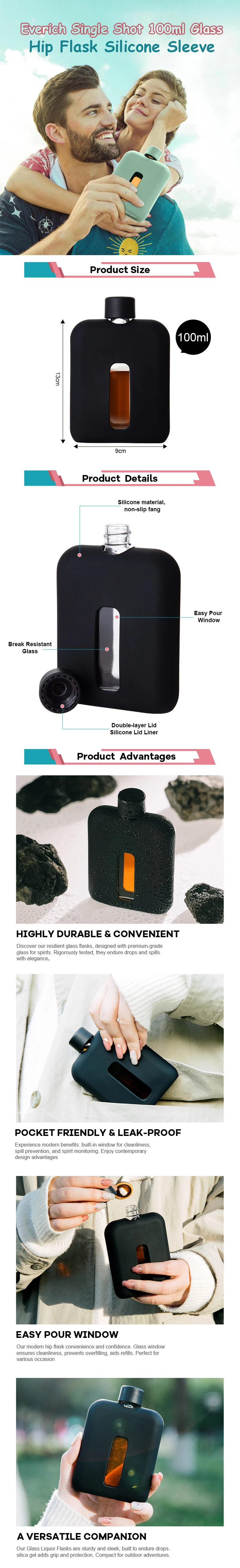 Modern Glass Hip Flask - Durable & Stylish Liquor Bottle