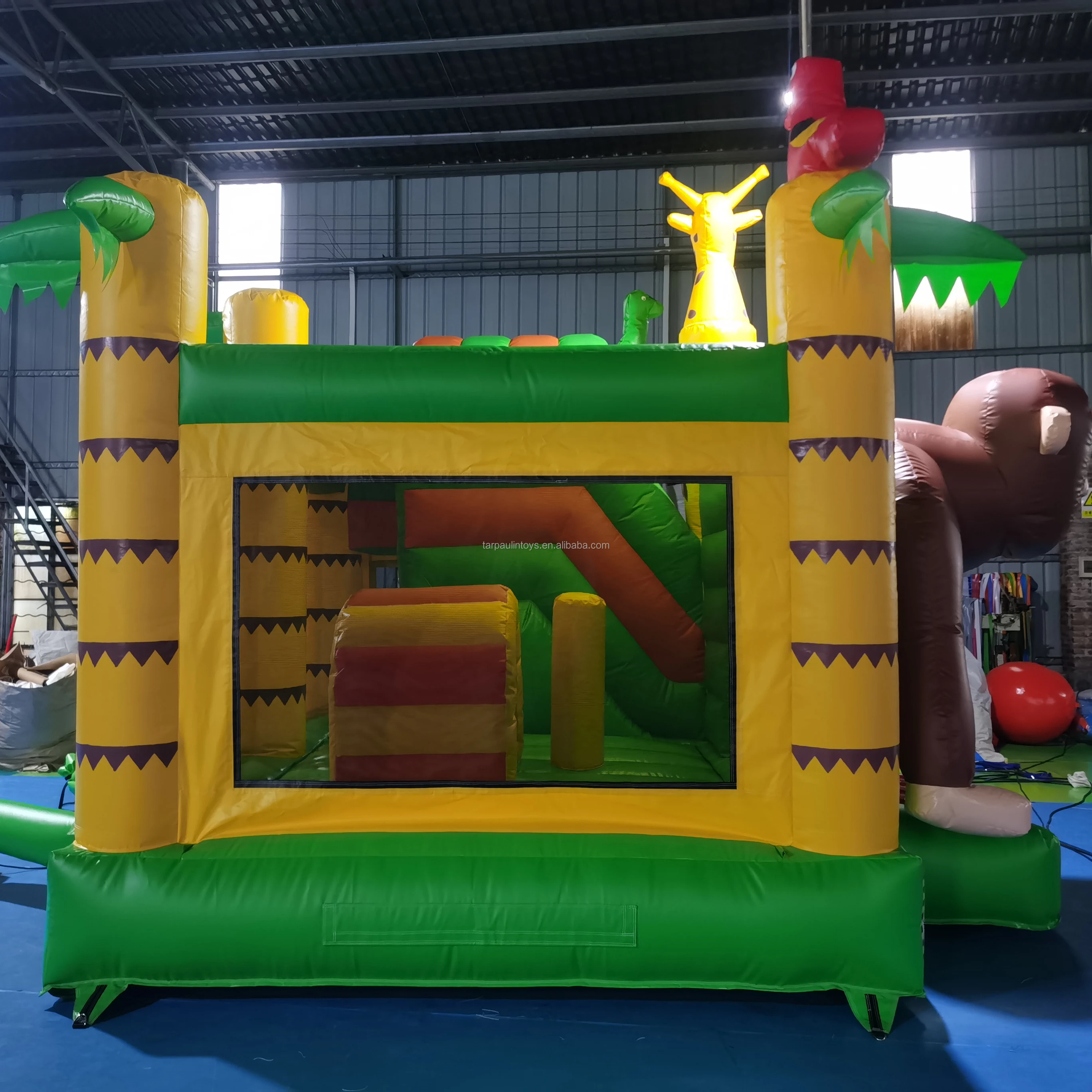 Giraffe Orangutan Inflatable Castle - Fun Safari Theme