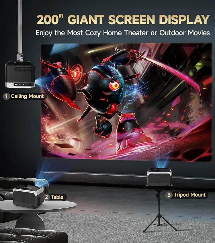 Home Theater 4k Portable Projector Auto Focus Automatic Screen 900ansi ...