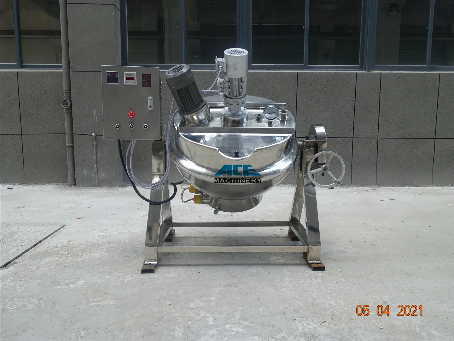 Food Jacketed Cooking Kettle With Agitator Double Jacketed Kettle ...
