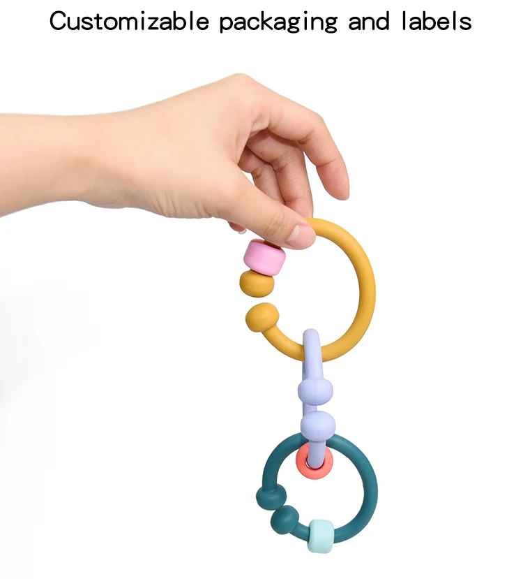 Bpa Free Silicone Open Rainbow Ring Baby Toy Hanging Accessories Hand ...
