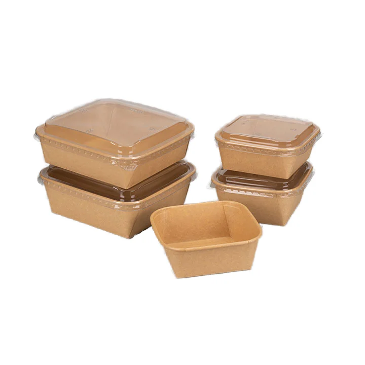 Flat Base Square Disposable Kraft Paper Tray Salad Paper Plates & Bowls ...
