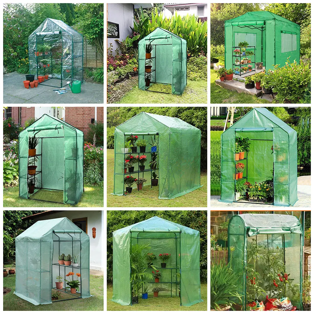 Pe Pvc Plastic Walk In Green House Home Garden Outdoor Portable Green ...