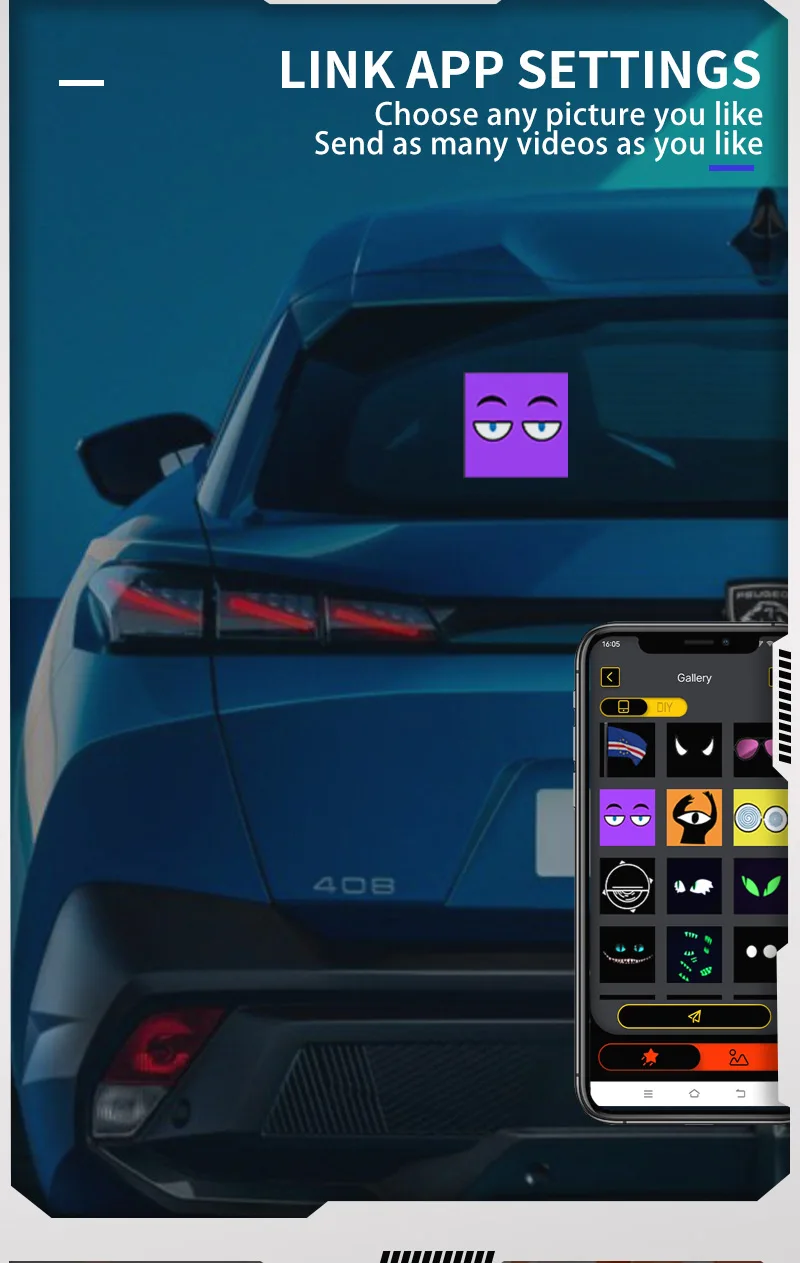 LED Digital Screen Sign Car Rear Window LED Light Display