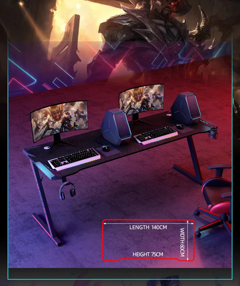 Z Shape Mesa Gaming Table Con Rgb Luz Hot Selling Computer Desk Game ...