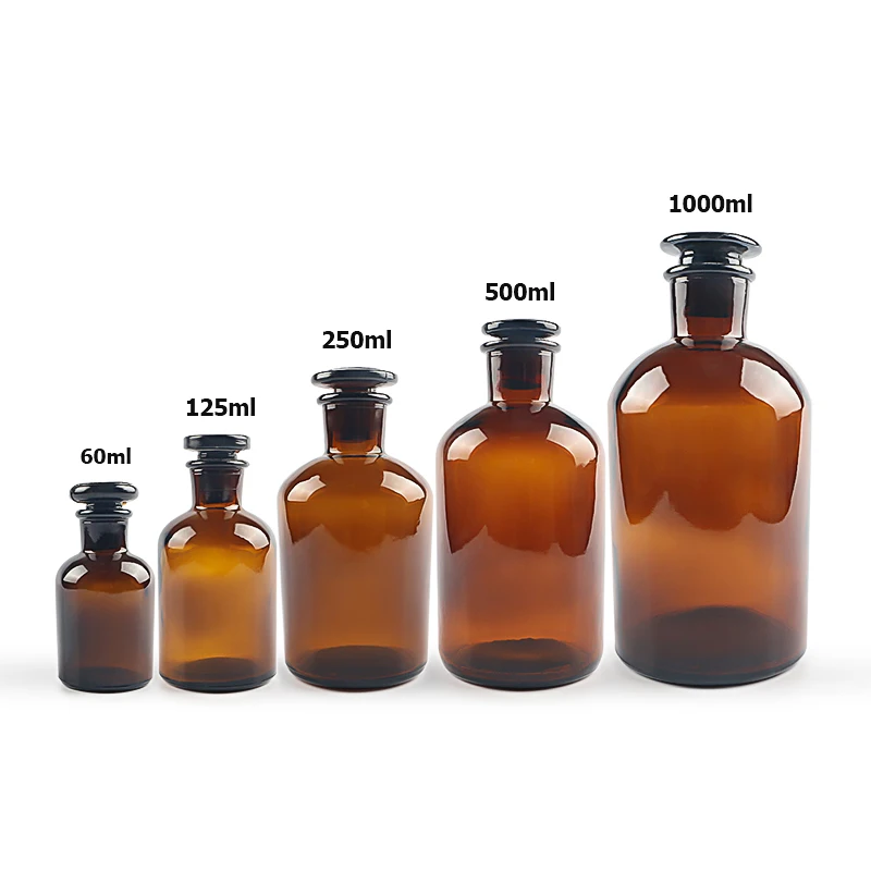 Laboratory Small Mouth Amber Glass Reagent Bottles 30ml-1000ml with ...