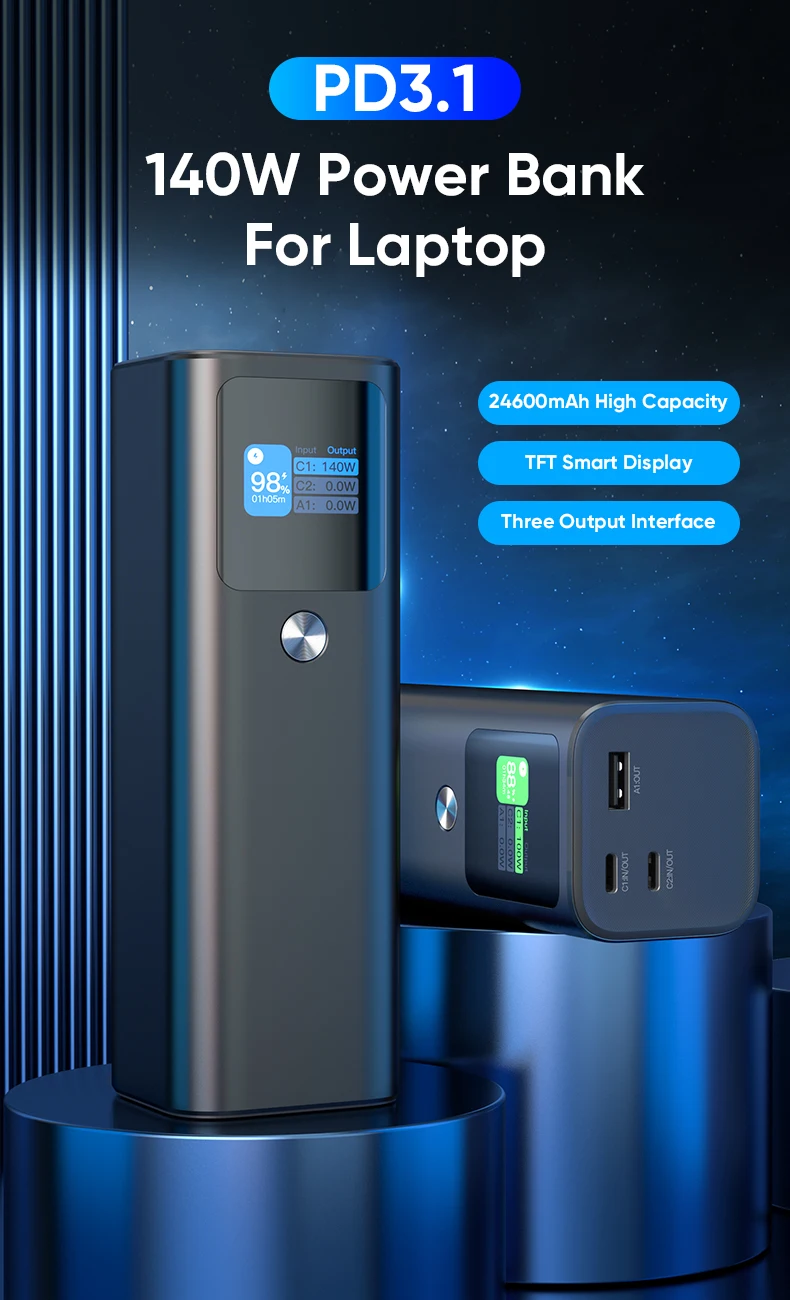 PD 140W Power Bank - 24600mah Portable Charger with Fast Charging