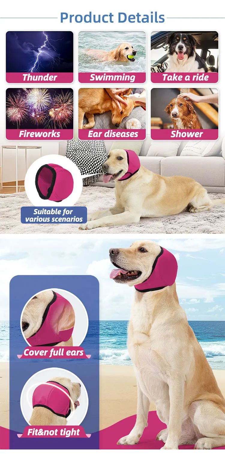 Anxiety Relief Noise Cancelling Calm Pet Ear Muffs Dog Head Wrap Ears ...