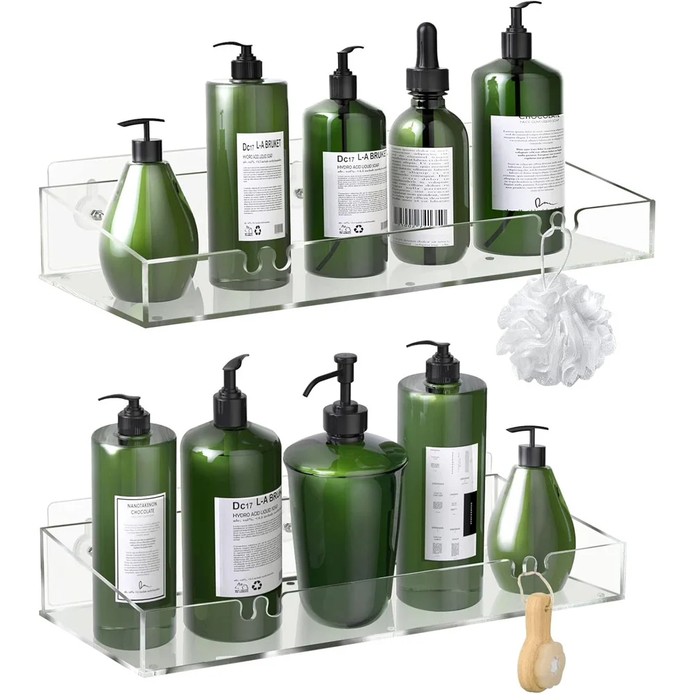 Lakeso Modern Acrylic Clear Shower Shelves Bathroom Shower Caddy ...