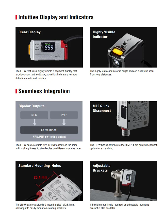 Original KEYENCE LR-W500 Full-Spectrum Sensor - NPN PNP Output, IP65 ...