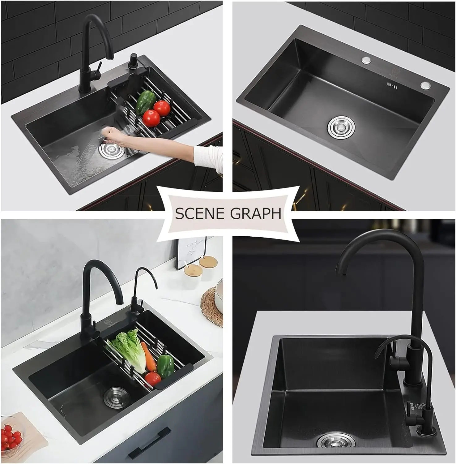 Double Groove Kitchen Stainless Steel Sink With Accessories,Countertop ...