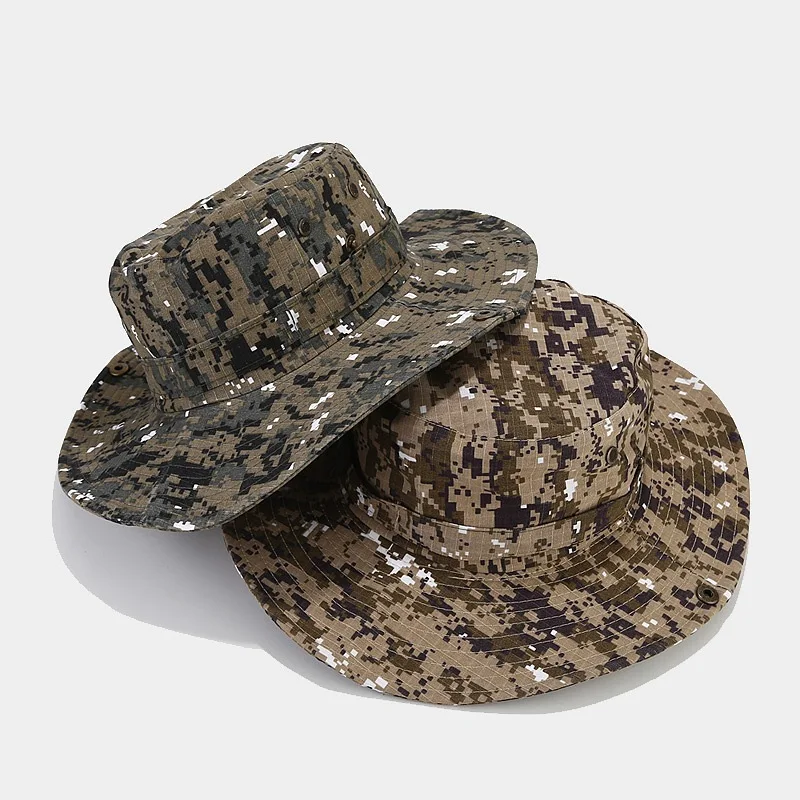 Men Camouflage Bucket Hat Tactical Camo Boonie Hat Outdoor Hunting ...