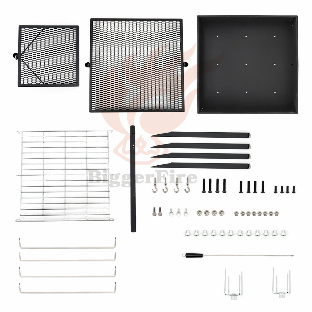 Outdoor Garden Multifunction Fire Pit Grill Rotary Charcoal Rotating ...