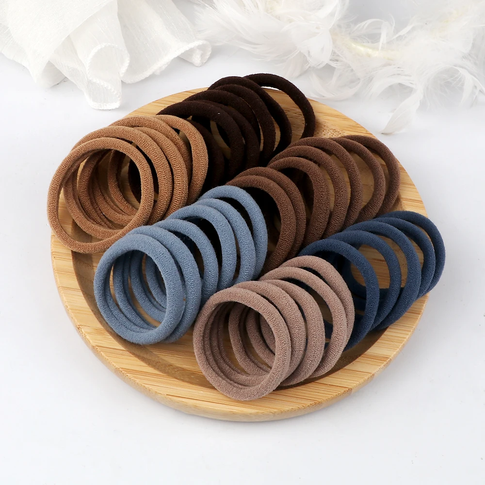 50pcs/set Women Girls Basic Hair Bands 4cm Simple Solid Colors Elastic ...