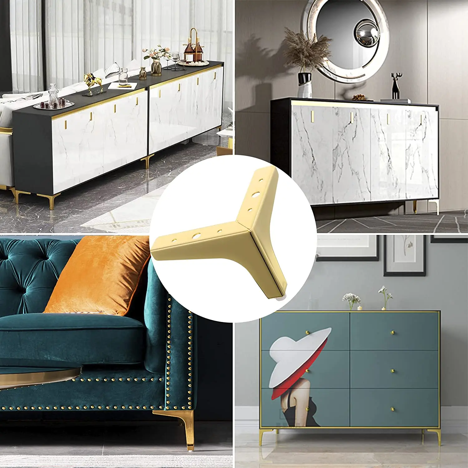 Luxury Brass Metallic Chrome Bed Sideboards Feet Metal Sofa Leg Gold ...