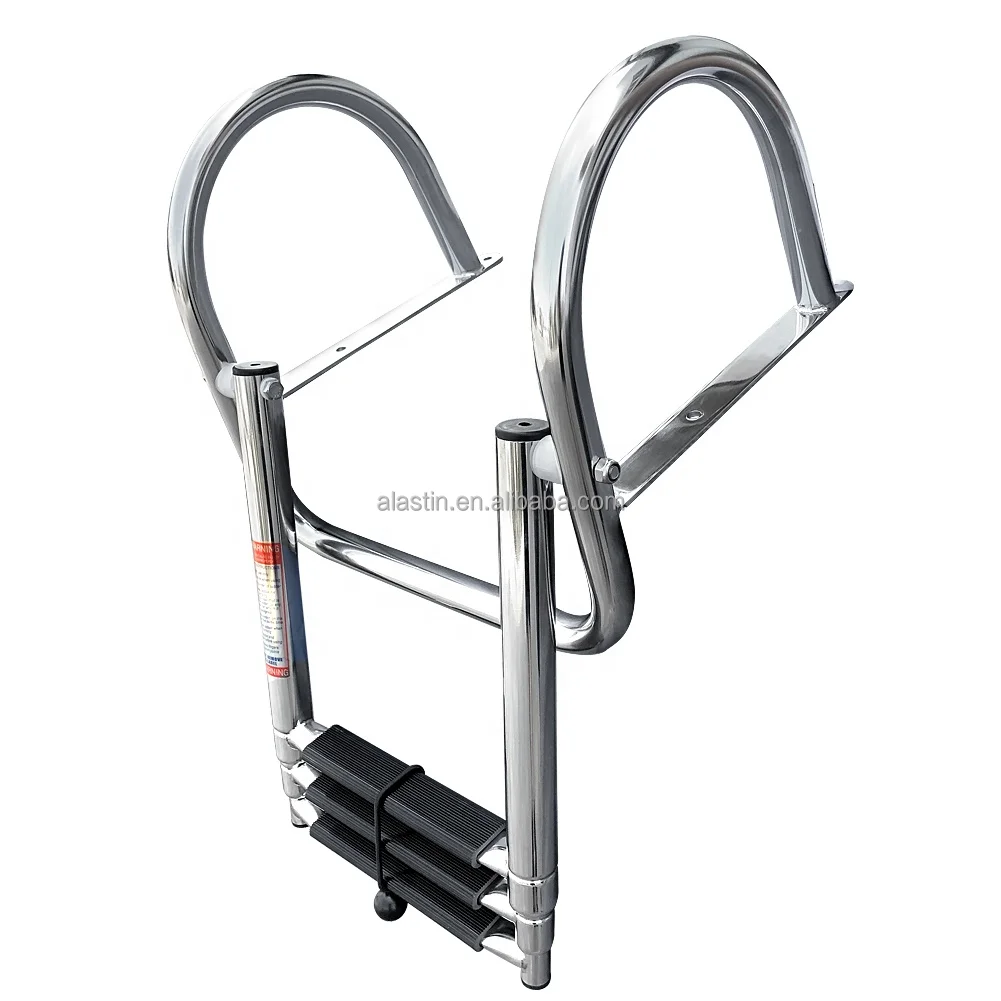 3 Step Telescopic Ladder Overplatform Ladder Telescoping Boat Folding