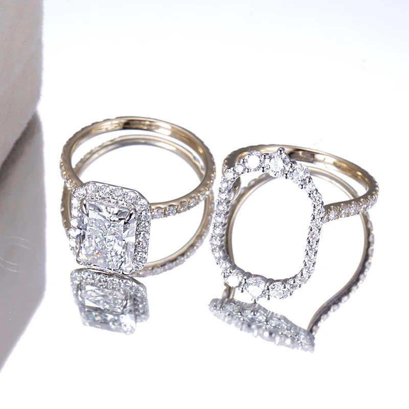 Messi Jewelry 10k Radiant Cut Lab Diamond Engagement Ring