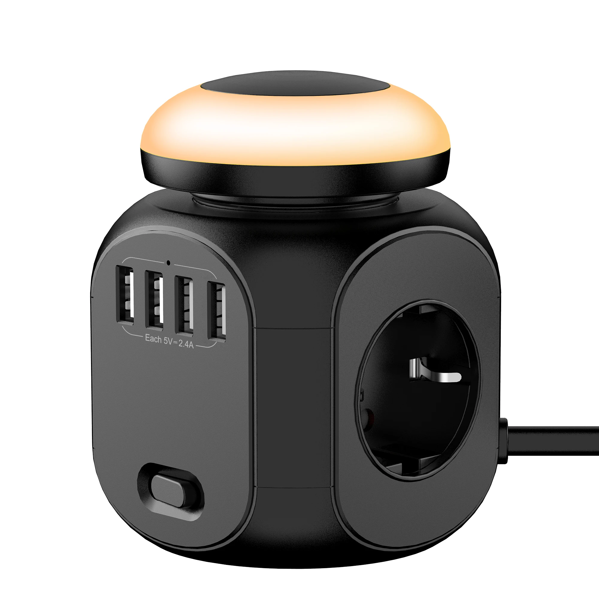 Portable Power Cube Socket 4 Way 4USB Charging Port with Night Light ...
